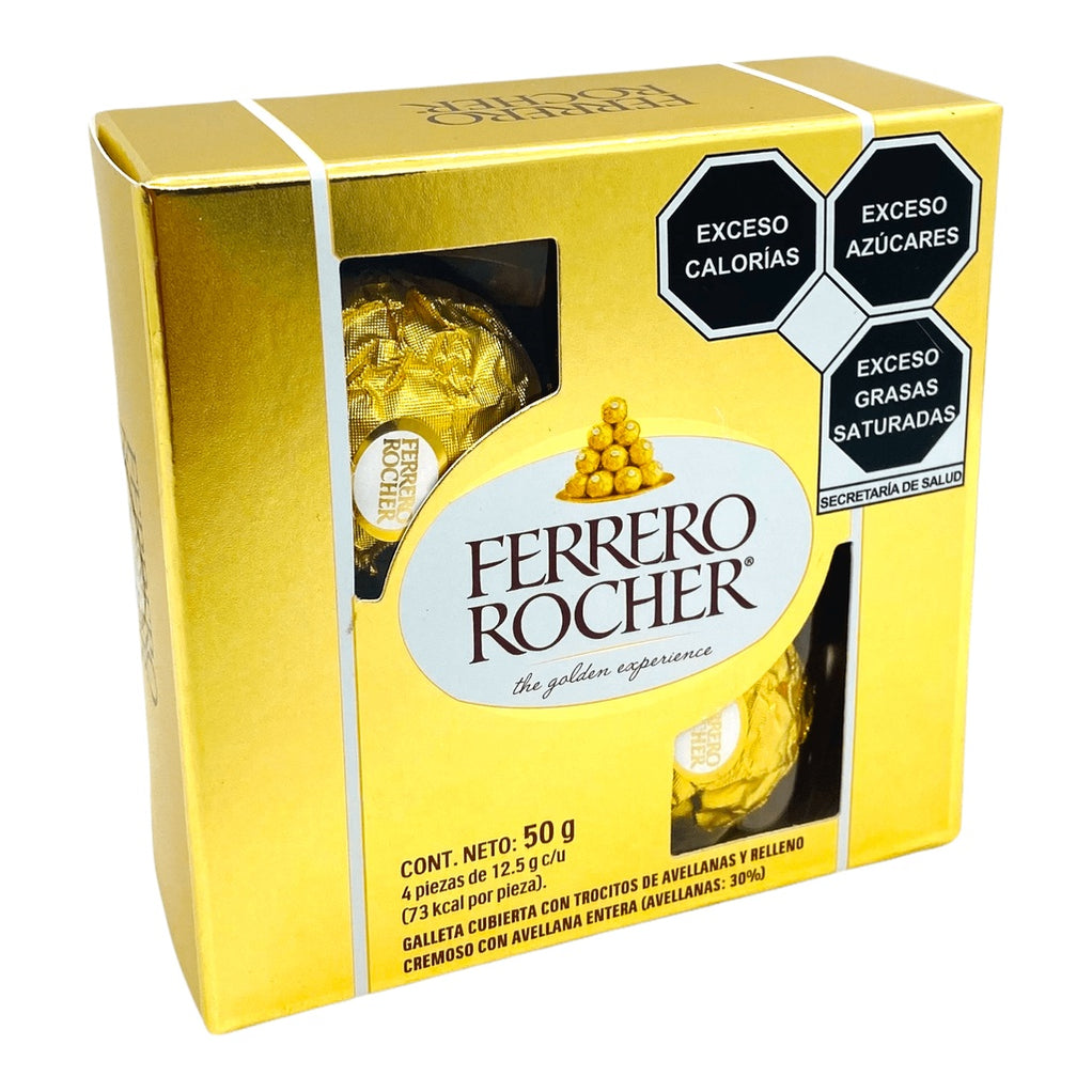 Ferrero Rocher 4 piezas 50 g. Ideal para Regalar 05/25— Farmacia Santa Fe
