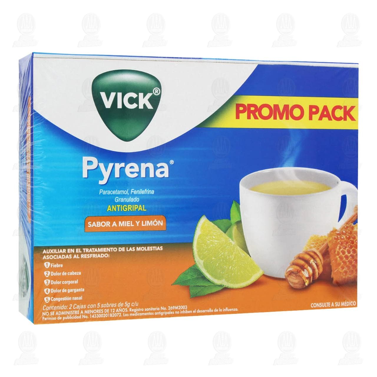 Vick Pyrena Sobre 5 g Paracetamol 500 mg, Fenilefrina 10 mg 10 piezas ...