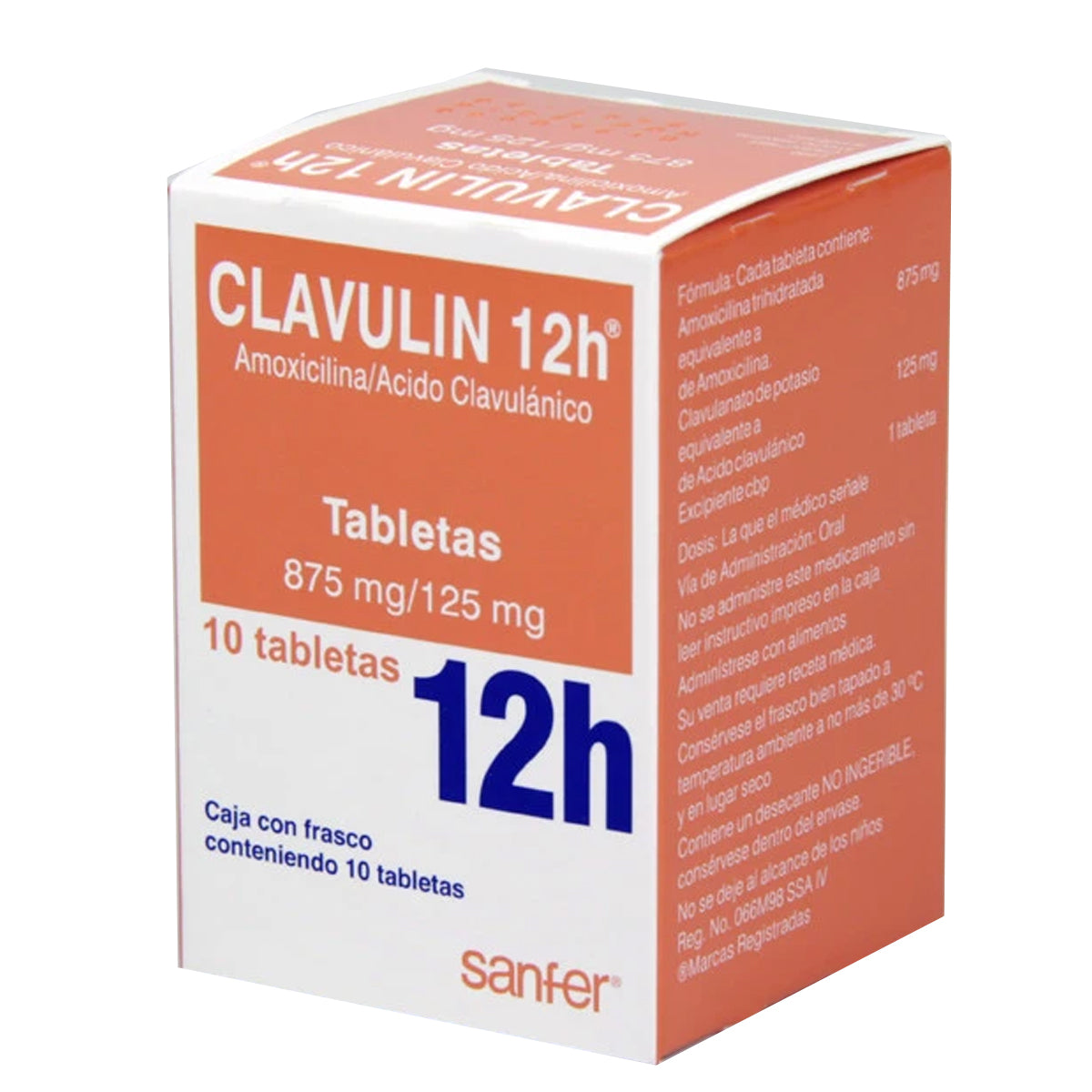 Clavulin 12H 875 mg /125 mg Oral 10 Tabletas Sanfer— Farmacia Santa Fe