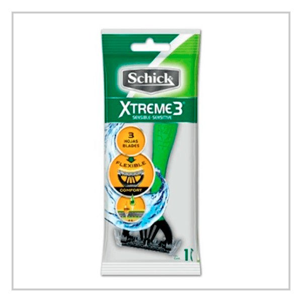 Rastrillo Xtreme3 Schick 1 pieza Sensible— Farmacia Santa Fe